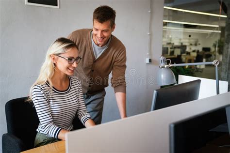 Software Engineers Working On Project And Programming In Company Business People Concept Stock