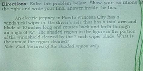 Directions Solve The Problem Below Show Your Solutions The Right And Wri