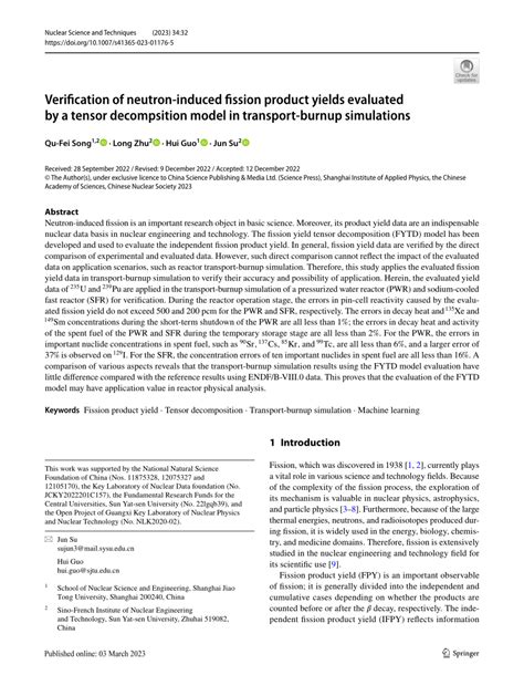 Pdf Verification Of Neutron Induced Fission Product Yields Evaluated By A Tensor Decompsition