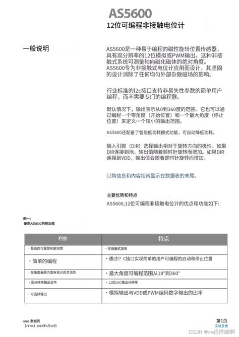 As5600中文芯片数据手册（中文翻译）as5600磁编码器中文手册 Csdn博客