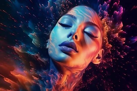 Premium Ai Image Amorphous Blobs Of Shimmering Color Woman With Eyes