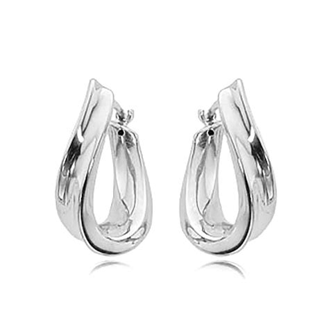 14k White Gold Slender Twisted Hoop Earrings Cc 21 4180w