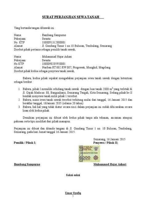 7 Contoh Surat Perjanjian Sewa Tanah Download Formatnya