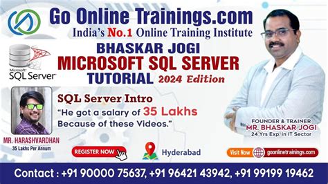 01 Sql Server Intro I Bhaskar Jogi I Go Online Trainings I Youtube