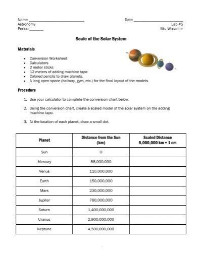 Lab 5 Scale Of The Solar System