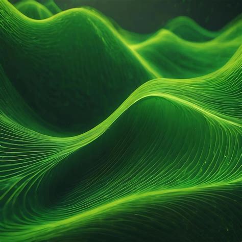 Premium Photo Abstract Green Futuristic Background Big Data Visualization Digital Dynamic Wave