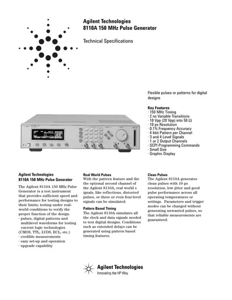 Agilent Technologies 8110a 150 Mhz Pulse Generator
