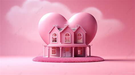 사랑 둥지 핑크 하트 모양의 집 3d 그림에서 렌더링 아파트 집 그림 평평한 건물 배경 일러스트 및 사진 무료 다운로드 Pngtree