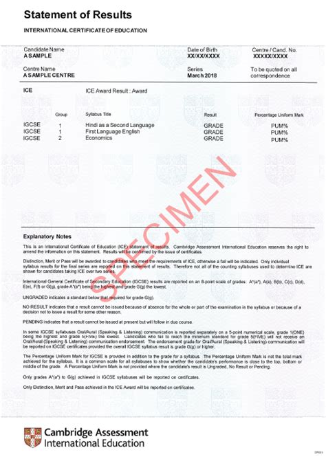 Igcse Statement Of Results Pdf 52 Off