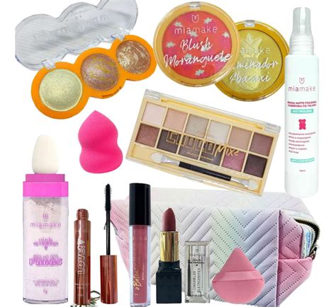 Kit Maquiagem Estojo Paleta De Sombra Iluminador Mia Make Nova
