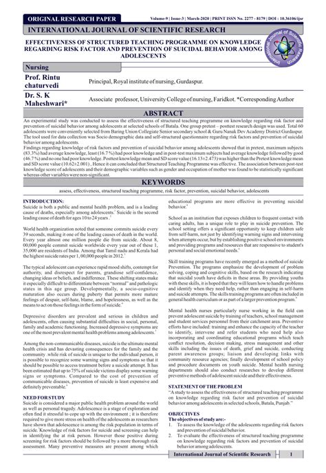 Pdf Effectiveness Of Structured Teaching Programme On Knowledge