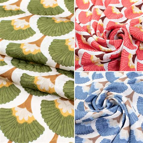 Embossed Crepe Prints Ss41905 Art Deco Scallop Floral Homecraft