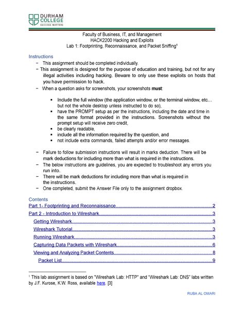 Lab1 Footprinting Reconnaissance And Packet Sniffing Mb Faculty Of Business It And