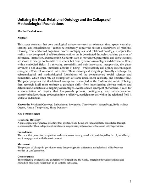 Pdf Unfixing The Real Relational Ontology And The Collapse Of Methodological Foundations