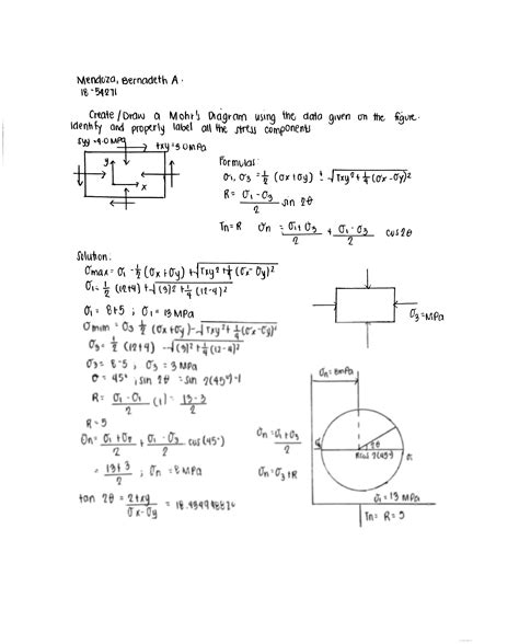 SOLUTION Mohr S Circle Diagram Sample Problem Studypool