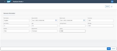 Fiori Elements Perform Crud Operation By Using Od Sap Community