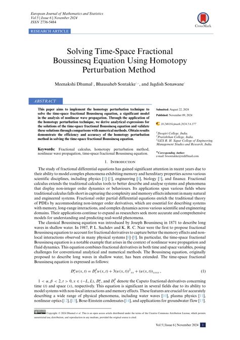 Pdf Solving Time Space Fractional Boussinesq Equation Using Homotopy Perturbation Method