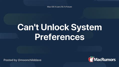 Cant Unlock System Preferences Macrumors Forums