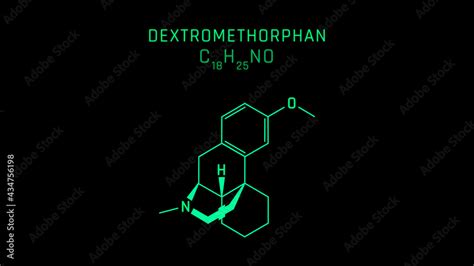 Dextromethorphan Molecular Structure Symbol On Black Background Stock Illustration Adobe Stock