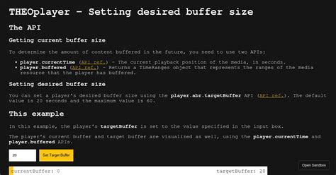 Setting Desired Buffer Size Codesandbox