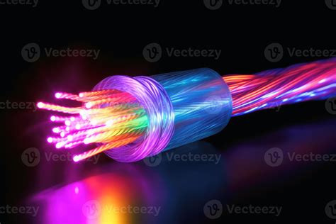 A Big Fiber Optic Cable Emitting Light Created With Technology