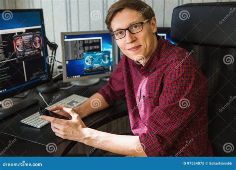 Programmer Bitcoin Mining Stock Image Image Of Computer 97534075