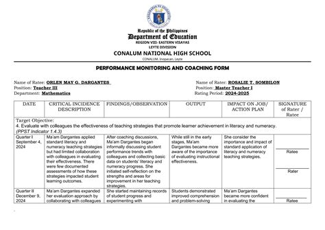Pmcf Performance Monitoring And Coaching Form Docx