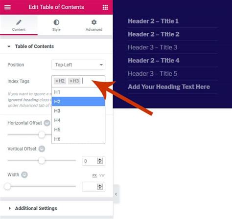 wordpress plugin elementor sticky table of contents widget