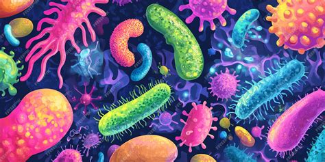 Microscopic View Of Bacteria Culture In The Gut With Colorful Pathogens And Healthy