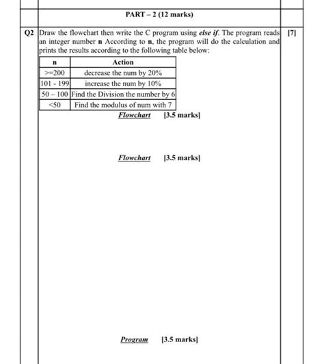 Solved Part 2 12 Marks N Q2 Draw The Flowchart Then Write