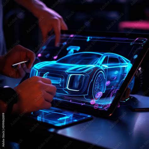 Car Design Engineers Using Holographic App In Digital Ai Generated Stock Illustration Adobe Stock