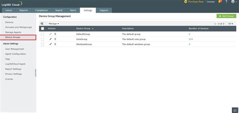 Configuration Device Group Management Log360 Cloud