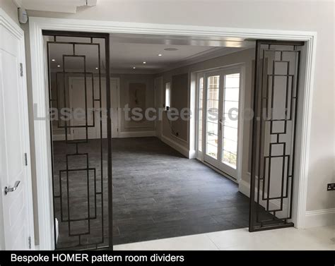 Bespoke Room Dividers In Antique Patinated Brass Laser Cut Screens