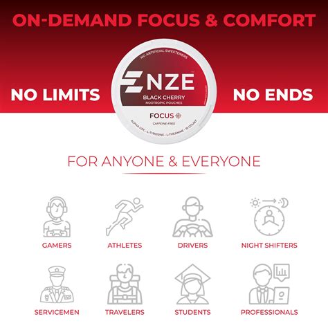 Black Cherry Focus Nootropic Pouches Caffeine Free 5 Pack Nze · Nze