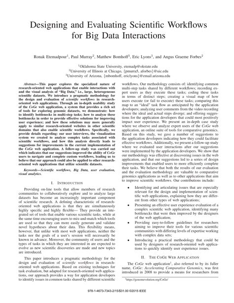 Pdf Designing And Evaluating Scientific Workflows For Big Data