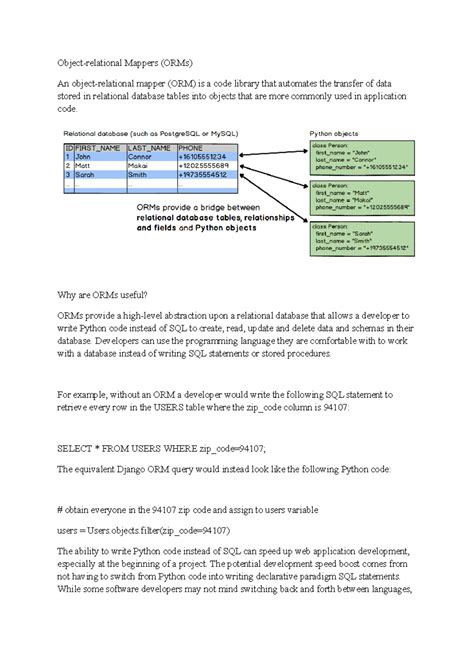 Python Unit V Xxxx Object Relational Mappers Orms An Object