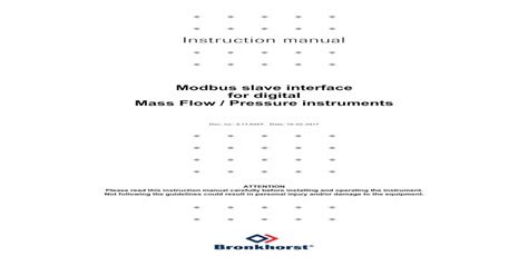 Pdf Modbus Slave Interface For Digital Mass Flow Slave Interface