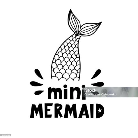미니 인어 인어 꼬리 손으로 그린 벡터 그림 아기 인쇄 낙서 만화 스타일 포스터 티셔츠 엽서에 적합합니다 초자연적인에 대한 스톡 벡터 아트 및 기타 이미지 Istock