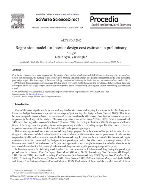 Pdf Regression Model For Interior Design Cost Estimate In Preliminary