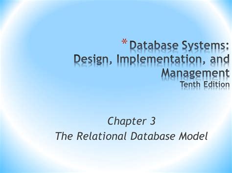 Ppt Chapter 3 The Relational Database Model Database Systems 10th