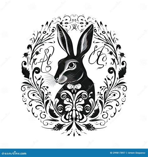 Ornate Rabbit Isolated Bunny Icon Hare Drawing Chinese Zodiac 2023