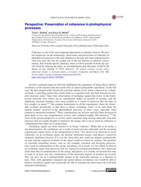 Pdf Perspective Preservation Of Coherence In Photophysical Processes