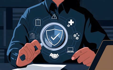 Cybersecurity Professional Examining Digital Shield Protection Data Privacy Secure Network