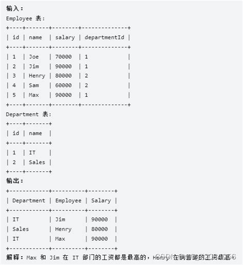 Mysql Leetcode 刷题3题目要求公司的主管们感兴趣的是公司每个部门中谁赚的钱最多。一个部门的 高收入 Csdn博客