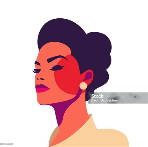 패션 아름 다운 젊은 여자 자신감 있는 얼굴 팝 아트 컬러 아바타 벡터 플랫 일러스트레이션 경기 조추첨에 대한 스톡 벡터 아트 및 기타 이미지 경기 조추첨 귀여운