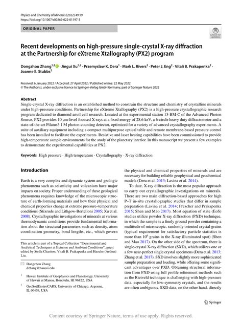 Recent Developments On High Pressure Single Crystal X Ray Diffraction At The Partnership For