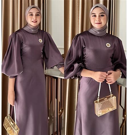 Jual Gamis Polos Velvet Satin Lyodra Dress Kondangan Baju Wisuda Gamis