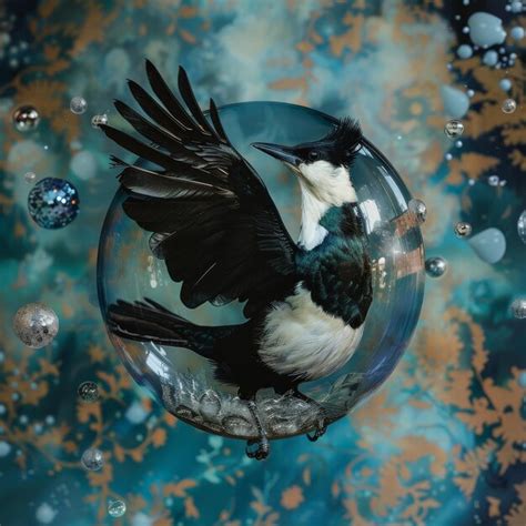 Magpie Collecting Shiny Objects Premium Ai Generated Image