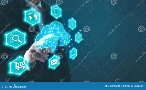 Hand Touch Cloud Computing Diagram Show On Handdata Storage Stock Image Image Of