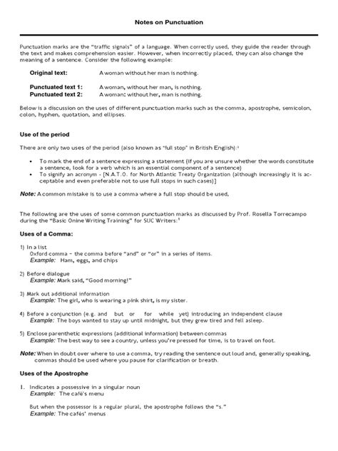 Notes On Punctuation Original Text Punctuated Text 1 Punctuated Text